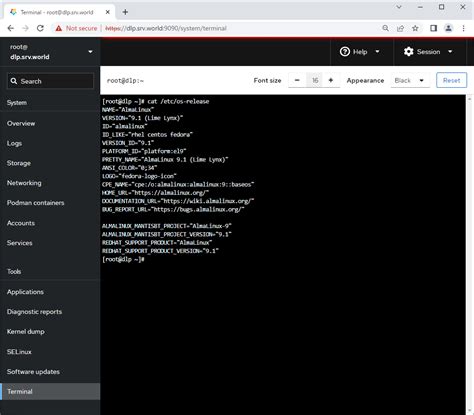 Almalinux 9 Initial Settings Use Web Admin Console Server World