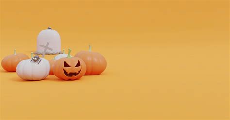 노란색 배경에 할로윈 호박 3d 렌더링 사진 Unsplash의 호박 이미지