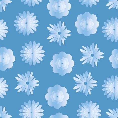 Premium Vector Flowers Pattern With Light Blue Gradient