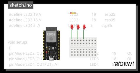 For Loop Led Wokwi Esp32 Stm32 Arduino Simulator