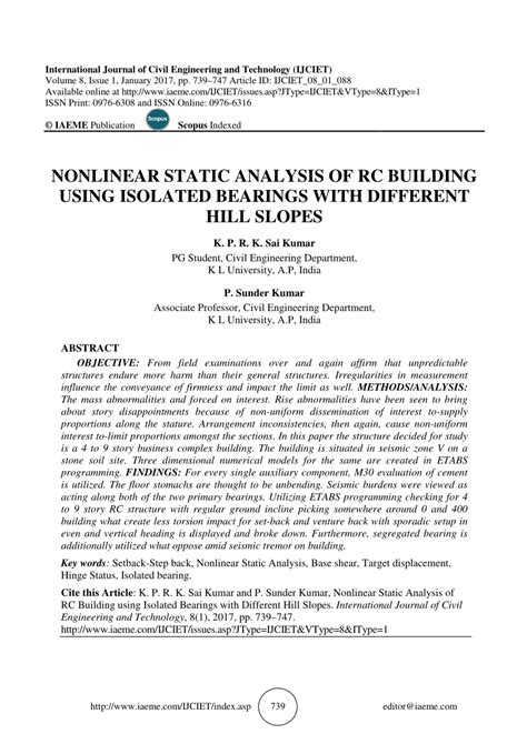 Pdf Nonlinear Static Analysis Of Rc Building Using Isolated Bearings