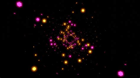 Bright Shiny Particles Fly In Tunnel On Black Background Design Beautiful Glowing Particles