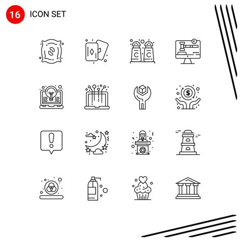 Set Of 16 Commercial Outlines Pack For Invention Coding Cinnamon Coffee Bulb Digital Editable