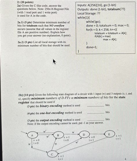 Solved 20 ﻿points2a ﻿given The C Like Code Answer The