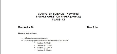 Cbsenic Sample Papers For Class 12 Computer Science