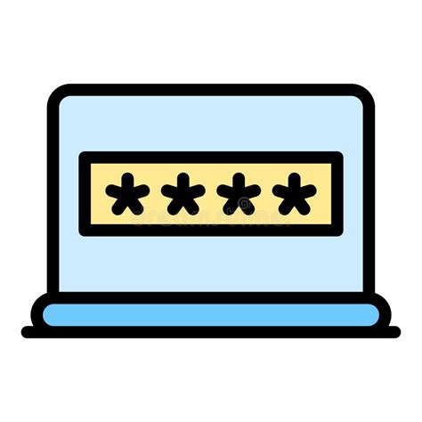 Laptop Workstation Authentication Icon Color Outline Vector Stock