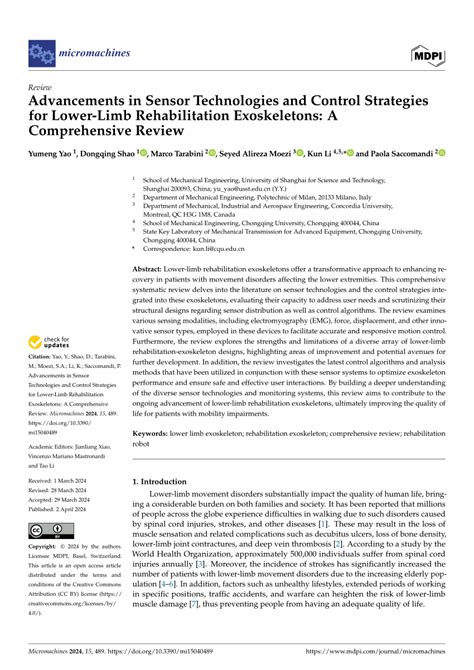 Pdf Advancements In Sensor Technologies And Control Strategies For Lower Limb Rehabilitation