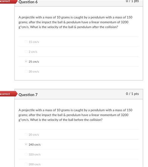 Solved Ncorrect Question Pts A Projectile With A Mass Chegg Com