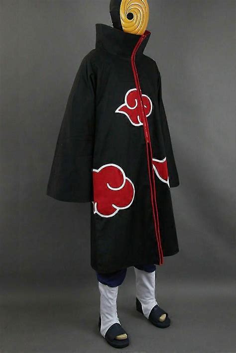 Naruto Akatsuki Tobi Uchiha Obito Robe Cloak Coat Resin Mask Cosplay