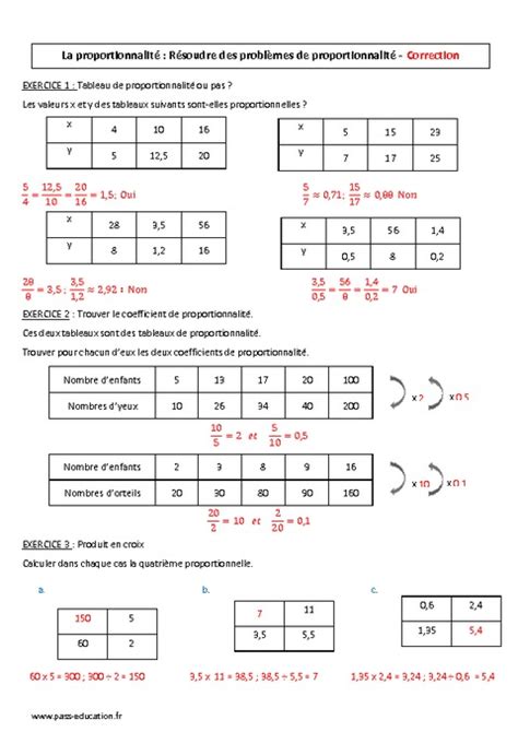 Résoudre Des Problèmes De Proportionnalité 6ème Evaluation Pass Education