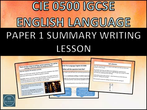 Cambridge Igcse 0500 Summary Writing Paper 1 Question 1f Teaching