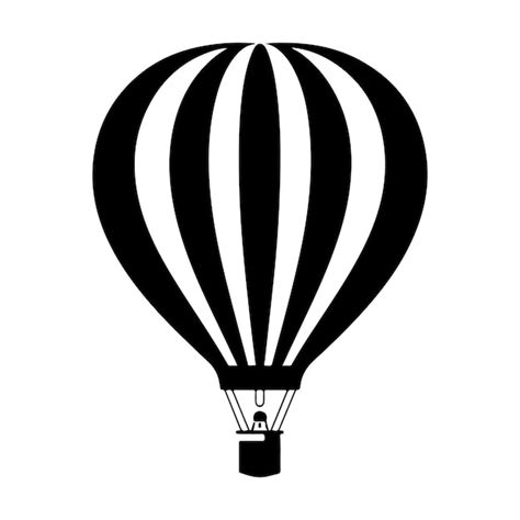 Силуэт горячего воздушного шара на белом фоне Премиум векторы