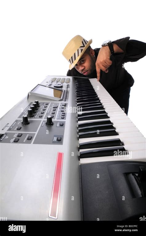 African American Musician With Electronic Keyboard Isolated Over White Stock Photo Alamy