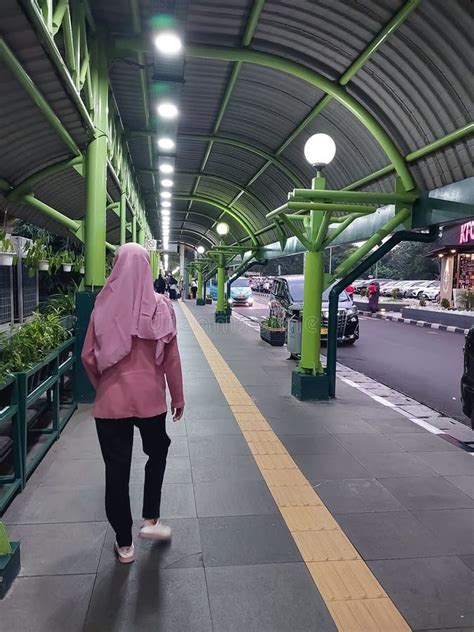 A Woman Walking On The Pedestrian Path Editorial Photo Image Of Train