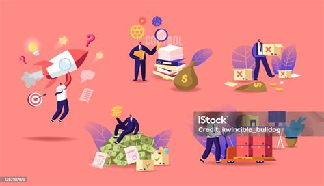 비즈니스 라이프사이클 개념 스타트업 프로젝트 출시 개발 위기로부터 성공을 거둔 사업가 캐릭터 비즈니스에 대한 스톡 벡터 아트 및