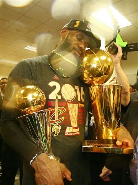Lebron James Enjoying The Larry Obrien Trophy And The Finals Mvp