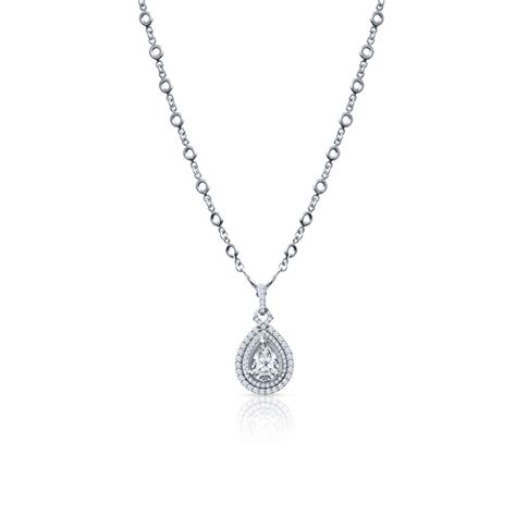 Double Halo Pear Shape Diamond Pendant Jns Diamond Imports