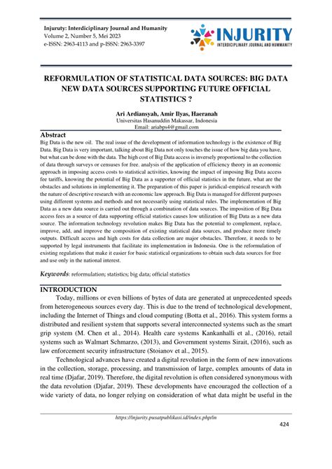 Pdf Reformulation Of Statistical Data Sources Big Data New Data