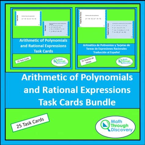 Arithmetic Of Polynomials And Rational Expressions Task Cards Bundle