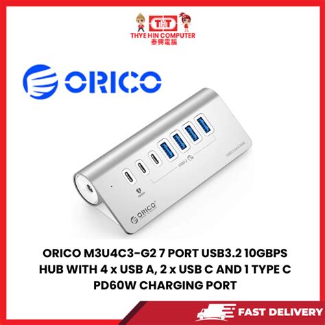 Orico M3u4c3 G2 7 Port Usb3 2 10gbps Hub With 4 X Usb A 2 X Usb C And