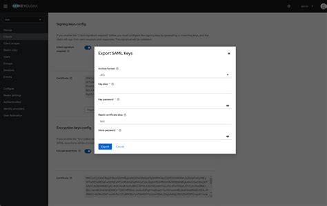 Export Client Saml Key Jks From Realm Ui Admin Theme Keycloakv2 Give Invalid Jks · Issue 15952