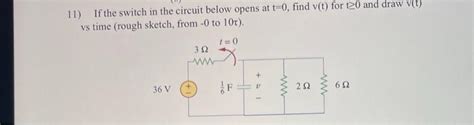 Solved If The Switch In The Circuit Below Opens At T Chegg Com