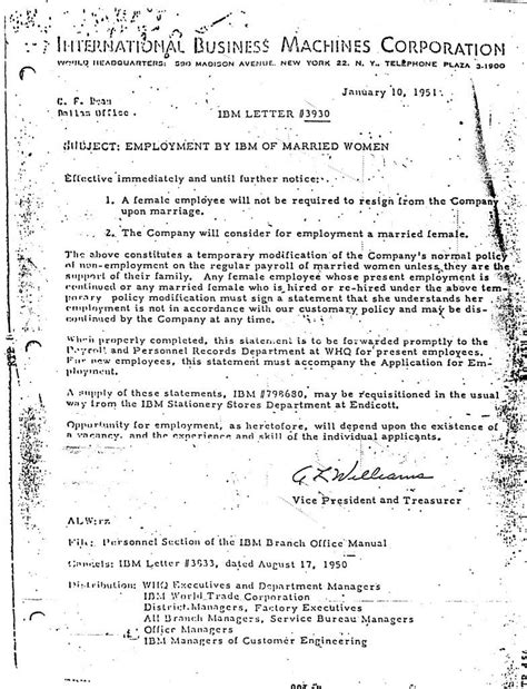 Internal Memo Married Woman Women Education