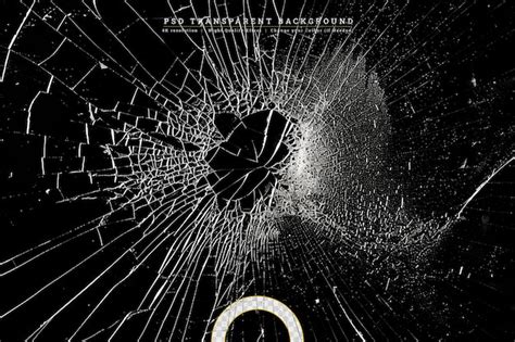 투명한 배경에 깨진 유리 질감 프리미엄 Psd 파일