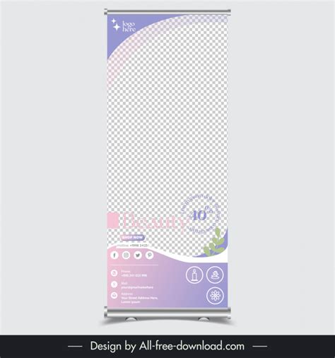 Beauty Spa Roll Up Banner Template Elegant Curves Leaf Vectors Images