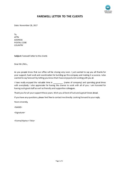 Farewell Letter To Colleagues Templates At