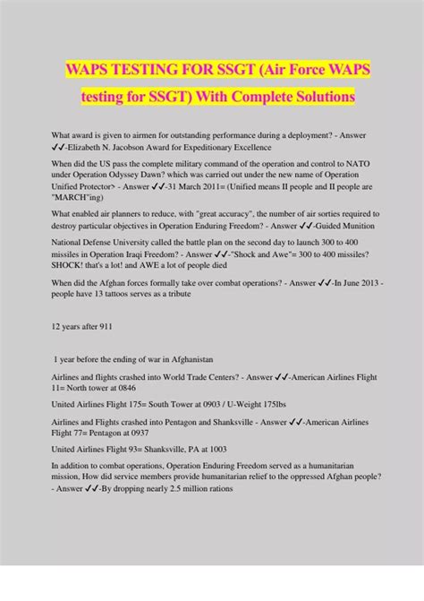 Waps Testing For Ssgt Air Force Waps Testing For Ssgt With Complete
