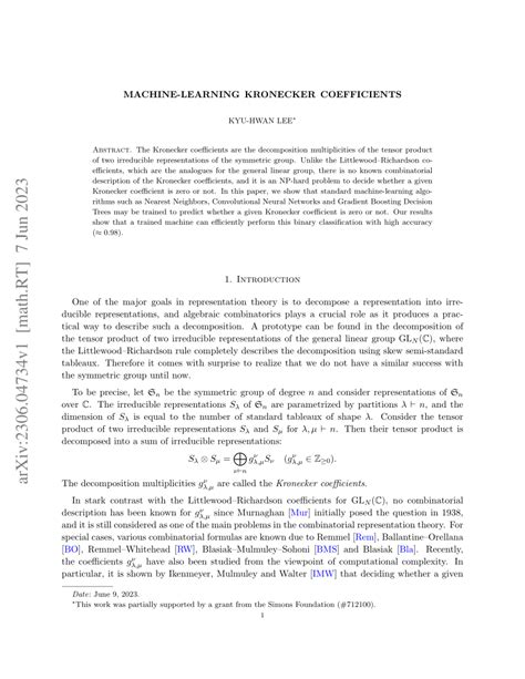 Pdf Machine Learning Kronecker Coefficients