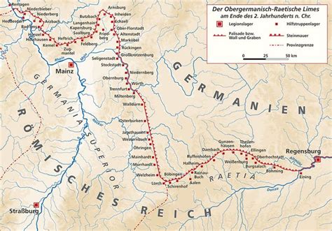 Map Limes Upper Germanic And Raetic Limes End Of 2 Nd Cent Ad