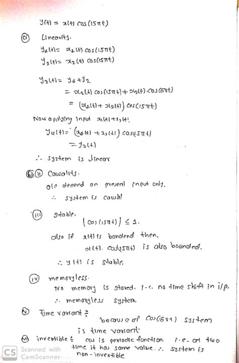 Consider A System With The Inputoutput Relationship Yt Xtcos15πt A Is This System I