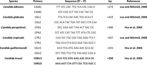 Species Specific Primers For The Identification Of Pathogenic Yeasts Of