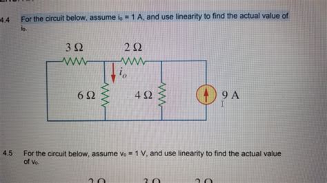 Solved 44 For The Circuit Below Assume Io 1 A And Use