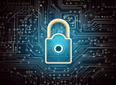 Lock In Centre Of Circuit Pattern Concept Of Data Security