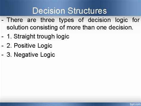 Decision Logic Structure Overview Learning Objectives Learning Outcomes