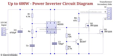 Power Inverter With 555 Timer Up To 600w
