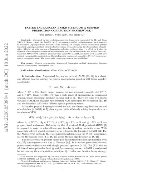 Pdf Faster Lagrangian Based Methods A Unified Prediction Correction Framework