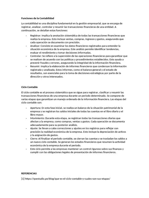 Funciones Y Ciclo De La Contabilidad Pdf Contabilidad Business