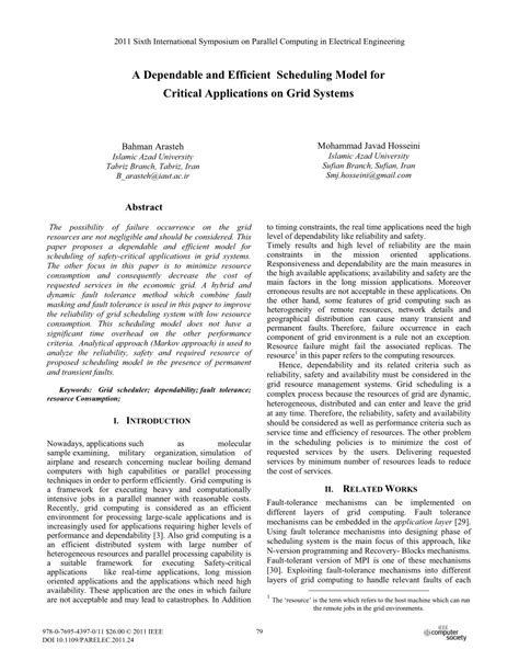 Pdf A Dependable And Efficient Scheduling Model For Critical Applications On Grid Systems