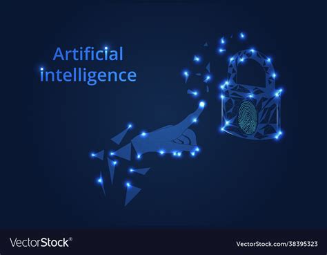 Lock Cyber Security Concept Protection Polygonal Vector Image