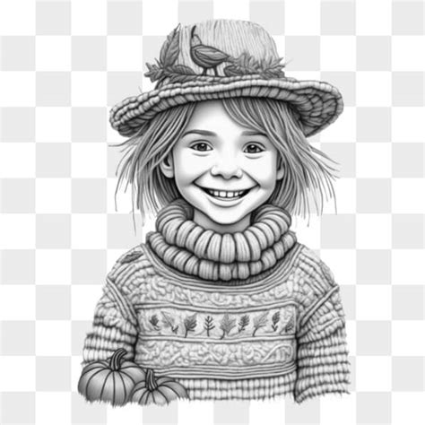 Descarga Chica Joven Y Feliz Con Calabazas Bocetos En Línea Creative