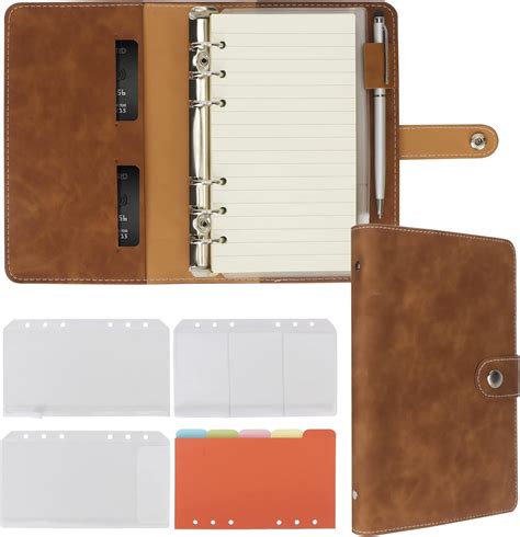 Zentiky Leather A5 Notebook Binder Pu Leather A5 Binder 6 Ring Binder Refillable