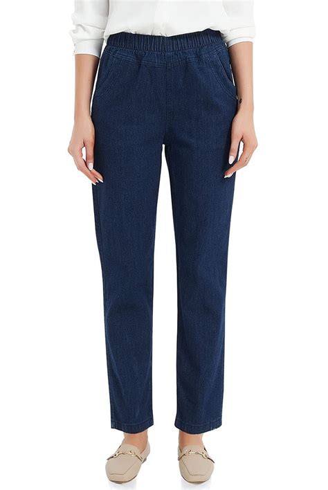 Soojun Womens Elastic Waist Jeans Stretch Pull On Pants Summer Jeans