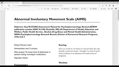 How To Score Abnormal Involuntary Movement Scale Youtube
