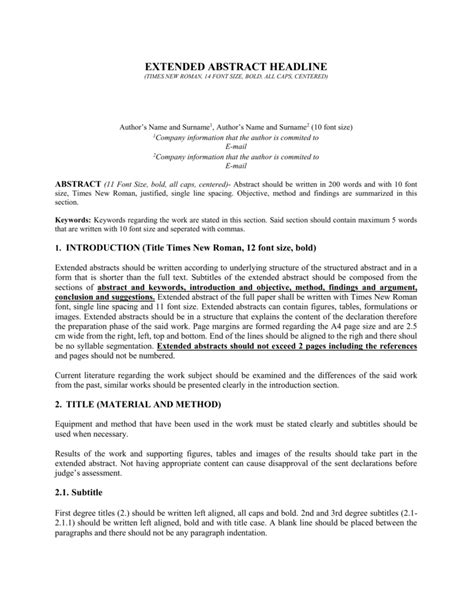 Sample Extended Abstract