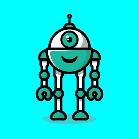 Robot Cartoon Characters Flat Design Style 12736427 Vector Art At Vecteezy