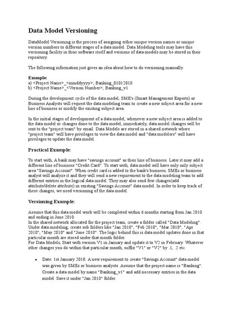 Data Model Versioning Pdf Version Control Data Model